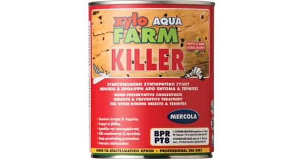 Mercola Xylofarm Aqua Killer Συντηρητικό Ξύλου Νερού Άχρωμο Ματ 750ml 5545